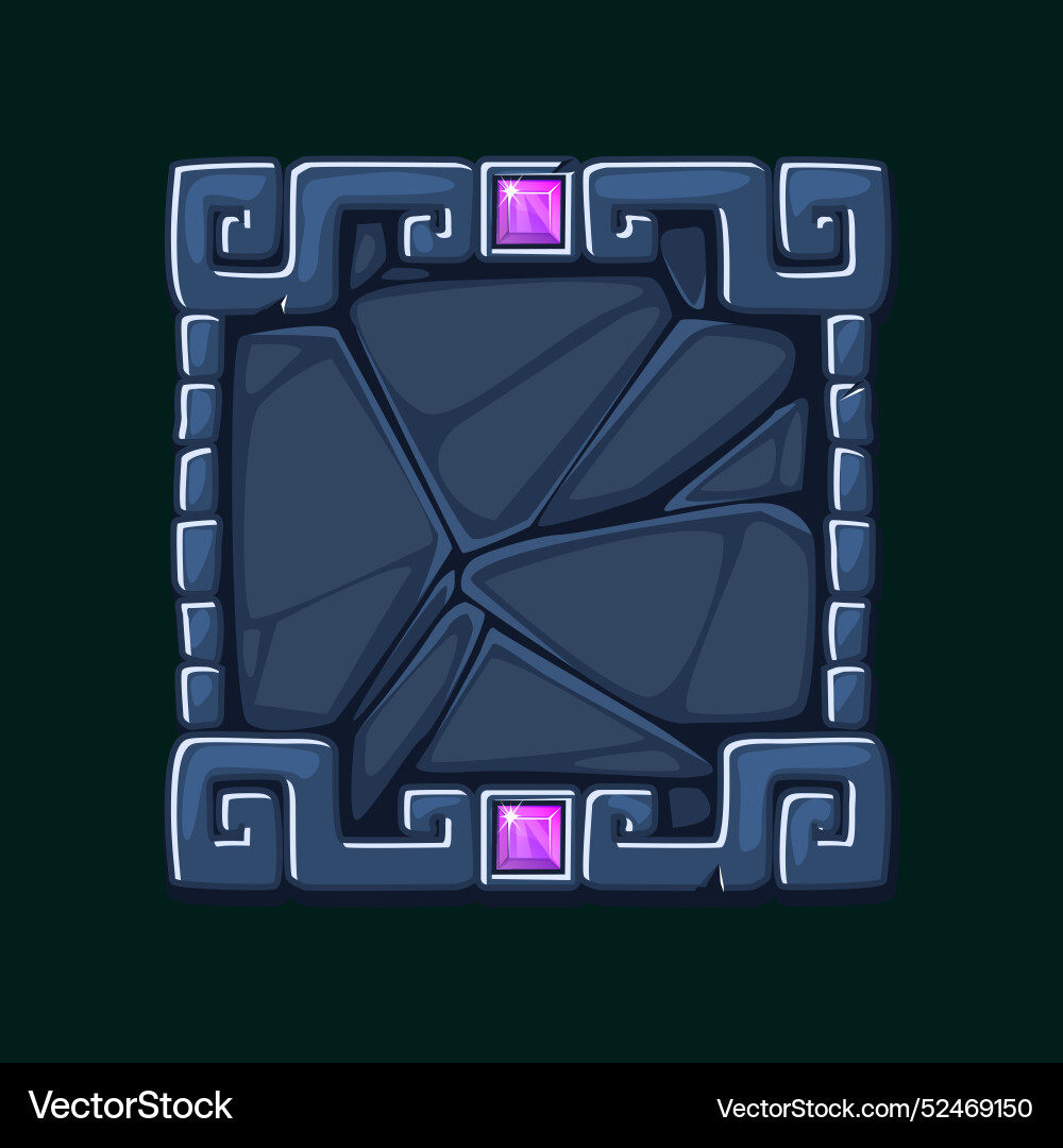 Square stone frame with gemstones empty cartoon Vector Image