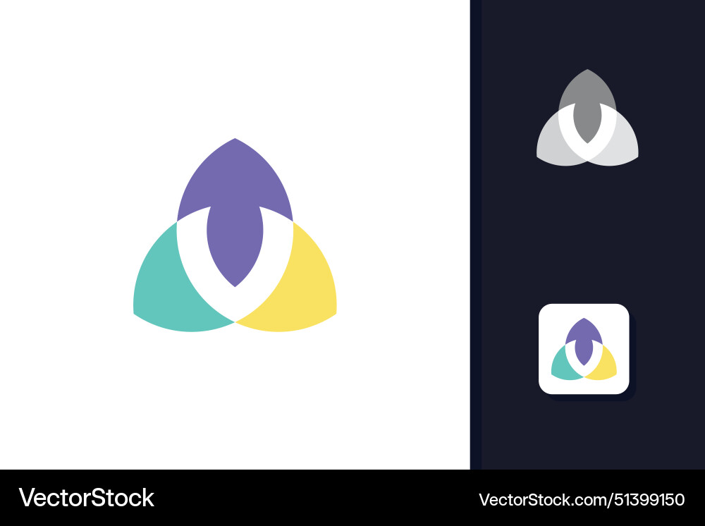 V logo with three elements template Royalty Free Vector