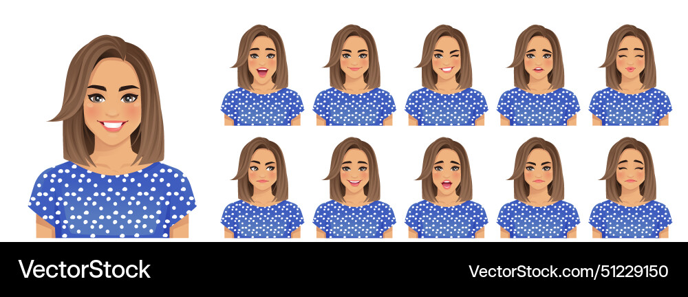 Woman expressions set Royalty Free Vector Image