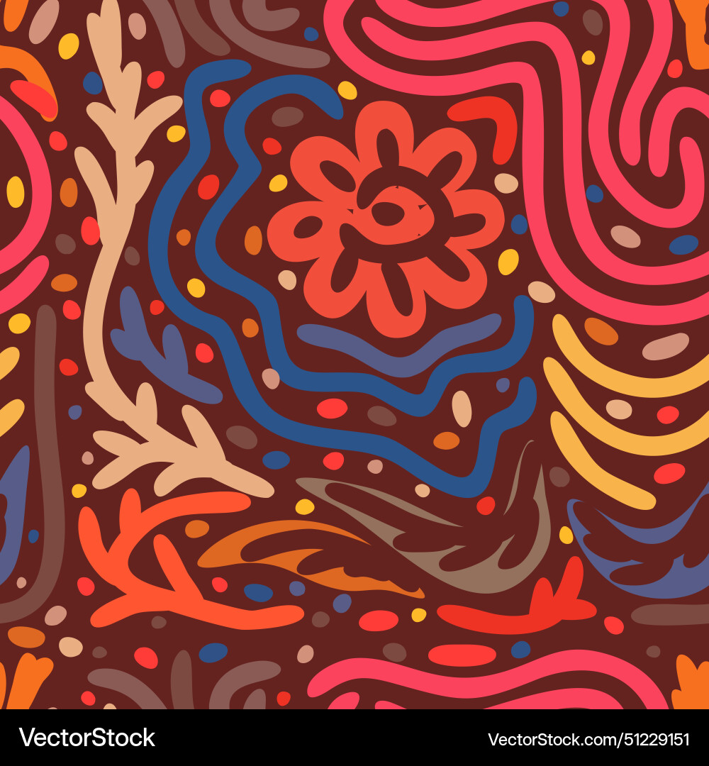 Abstract boho seamless floral pattern blue Vector Image