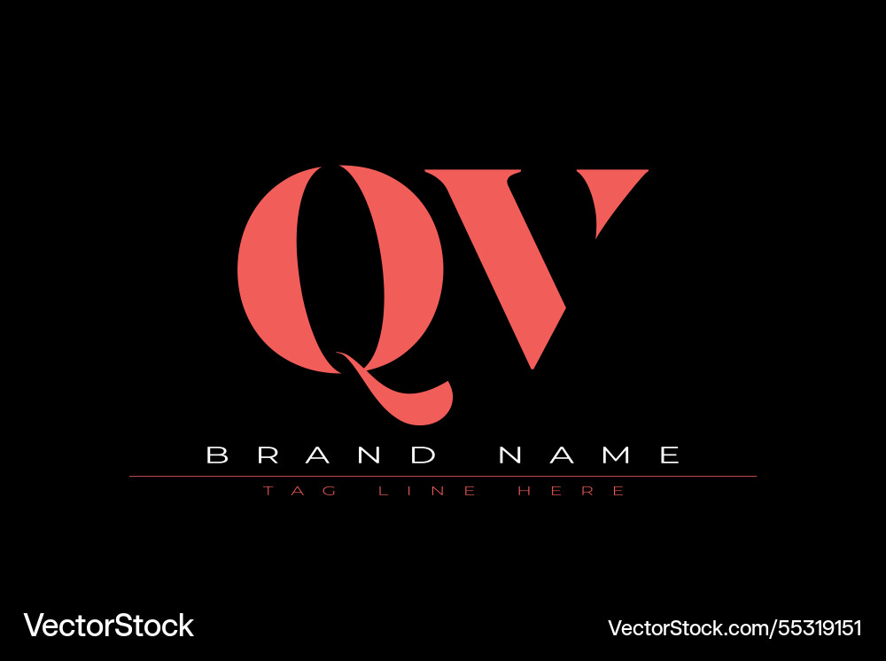 Abstract letter qv minimal logo design template Vector Image