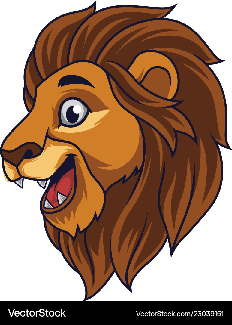 Cartoon lion head smiling Royalty Free Vector Image