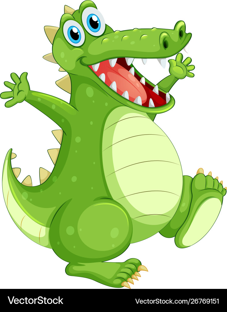 Green crocodile standing on white background Vector Image