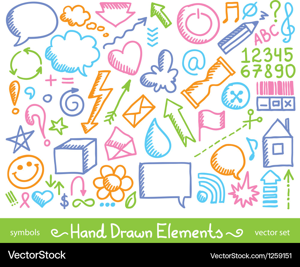 Hand Drawn Icons Set Royalty Free Vector Image