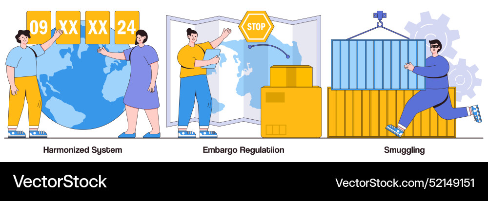 Harmonized system embargo regulation smuggling Vector Image