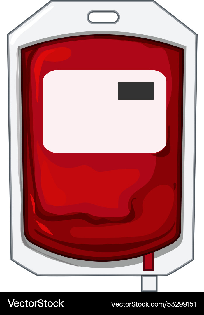 Hemoglobin blood donor bag cartoon Royalty Free Vector Image