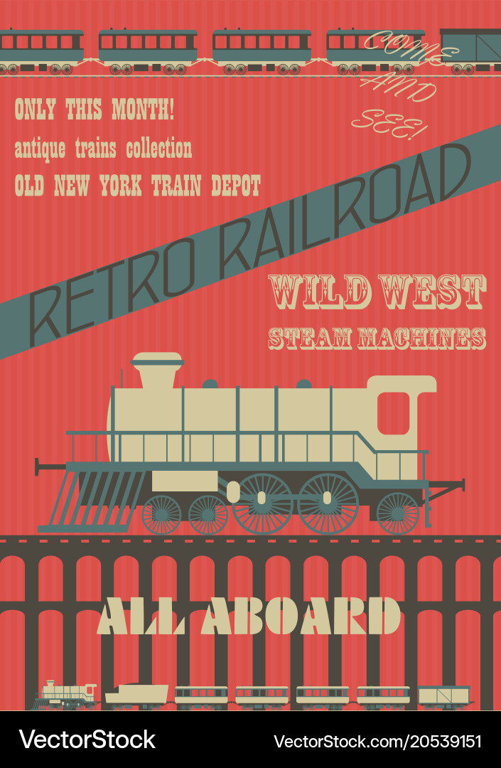 Vintage Railroad Poster Royalty Free Vector Image