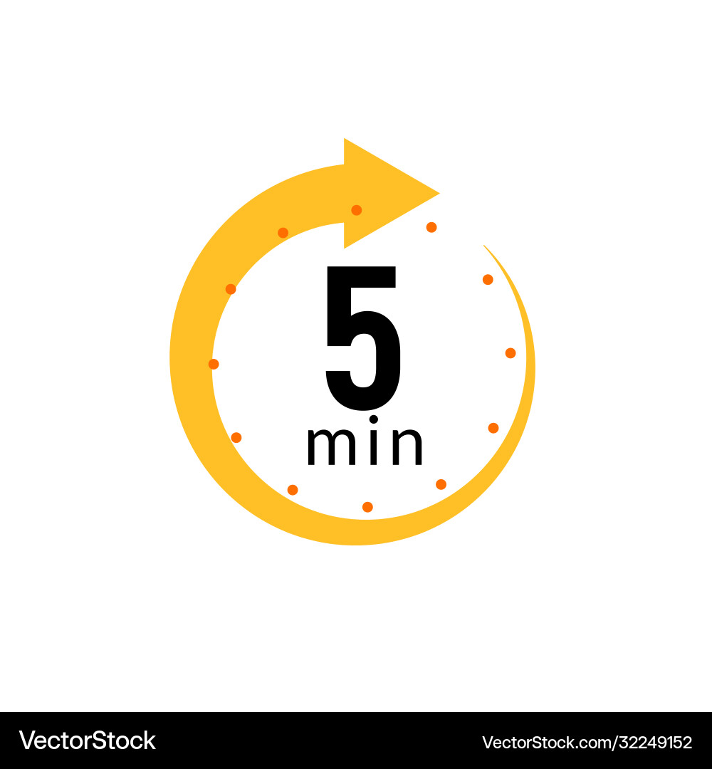 5 minutes clock quick number icon 5min time Vector Image