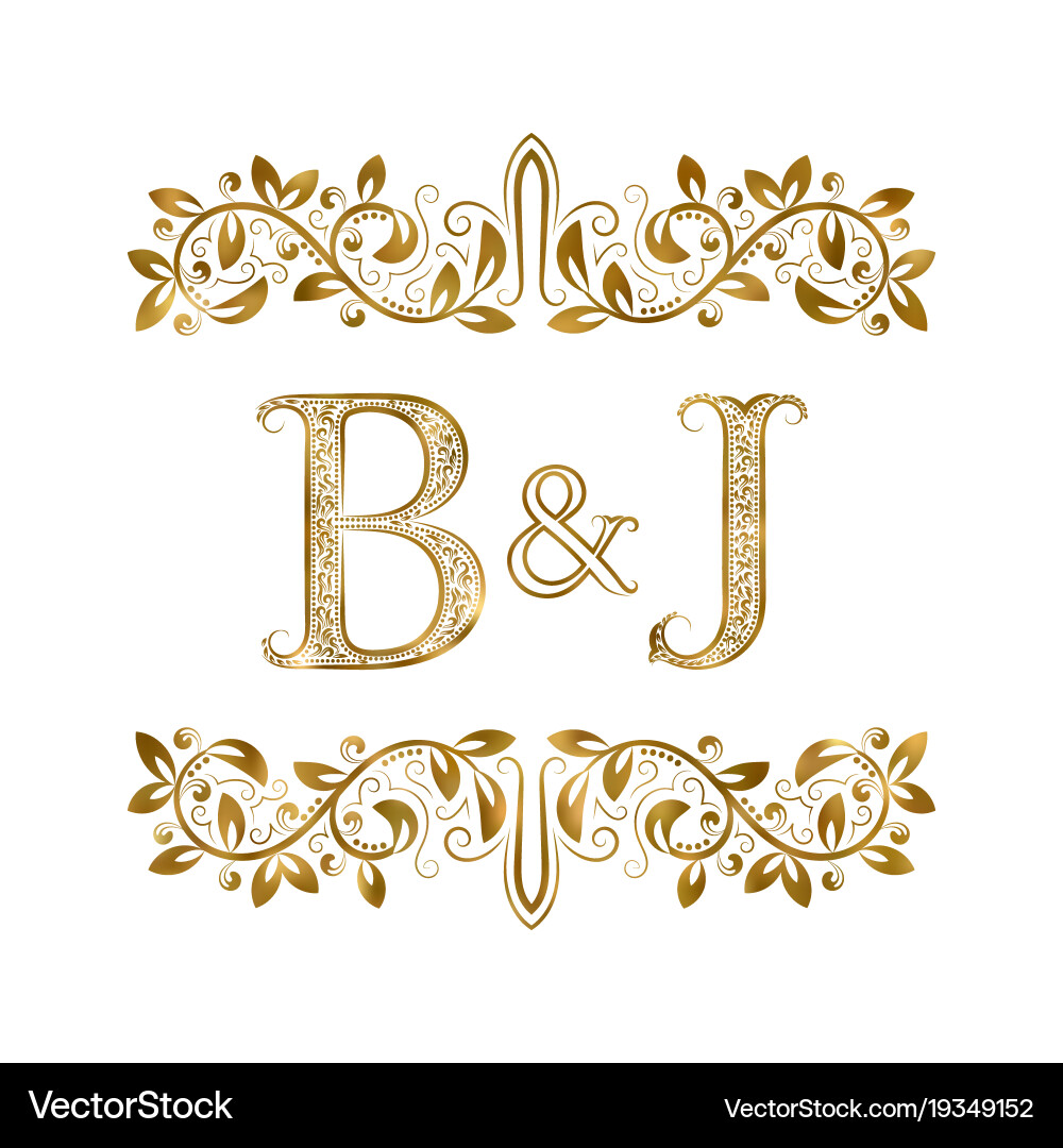 Bj vintage initials logo symbol letters b Vector Image