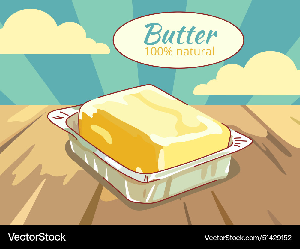 Butter advertising poster dairy product Royalty Free Vector