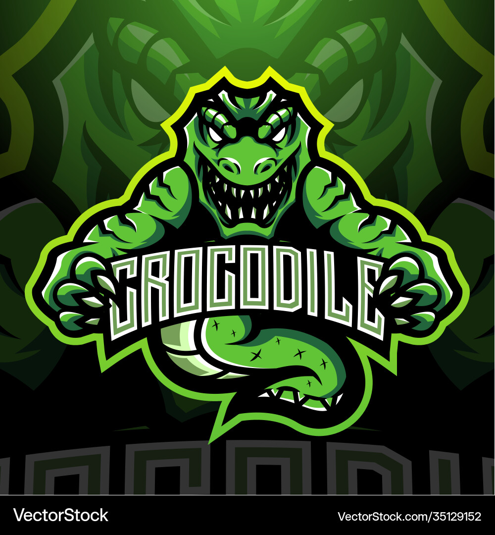 Crocodile esport mascot logo Royalty Free Vector Image