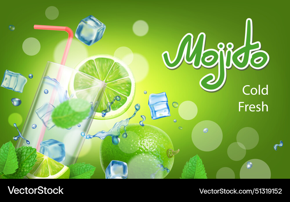 Fresh mojito poster or package design banner Vector Image