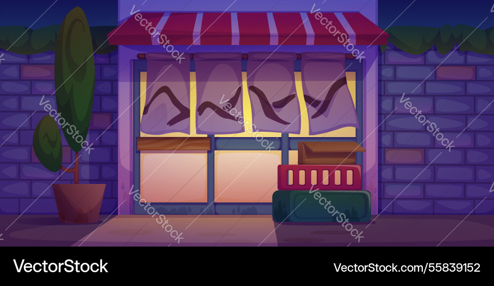 Japanese storefront in nighttime cityscape Vector Image