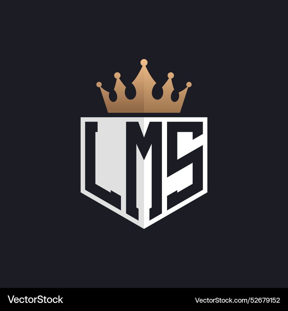 Luxury lms logo with crown elegant initials Vector Image