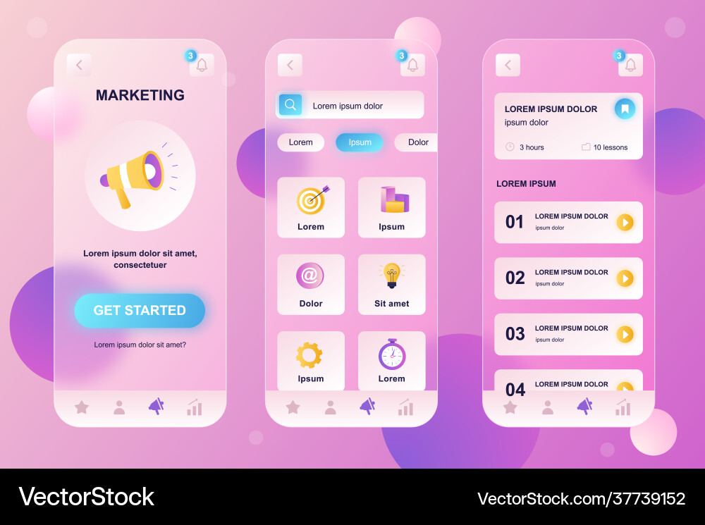 Marketing neumorphic elements kit for mobile app Vector Image