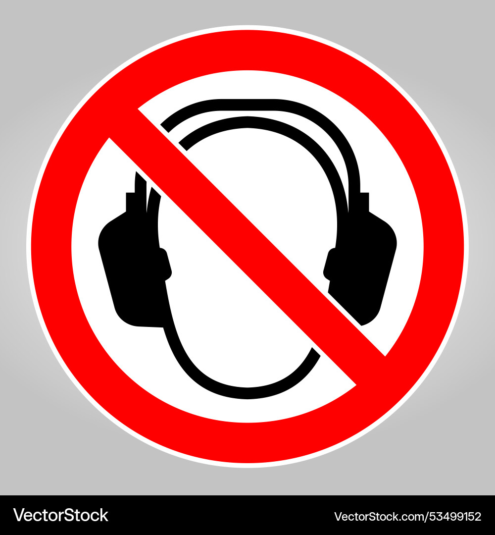 No headphones sign for noise control Royalty Free Vector