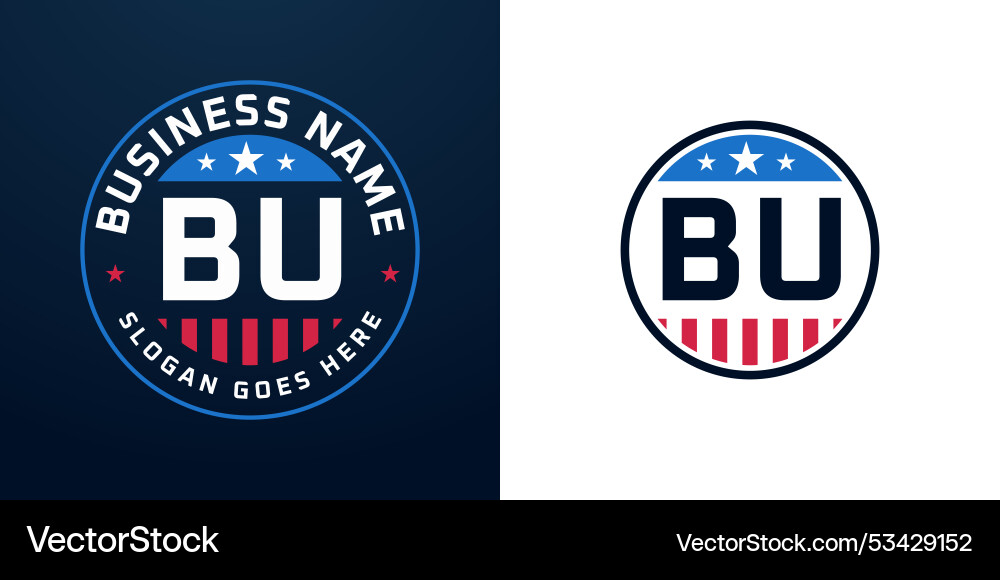 Patriotic bu logo design letter Royalty Free Vector Image