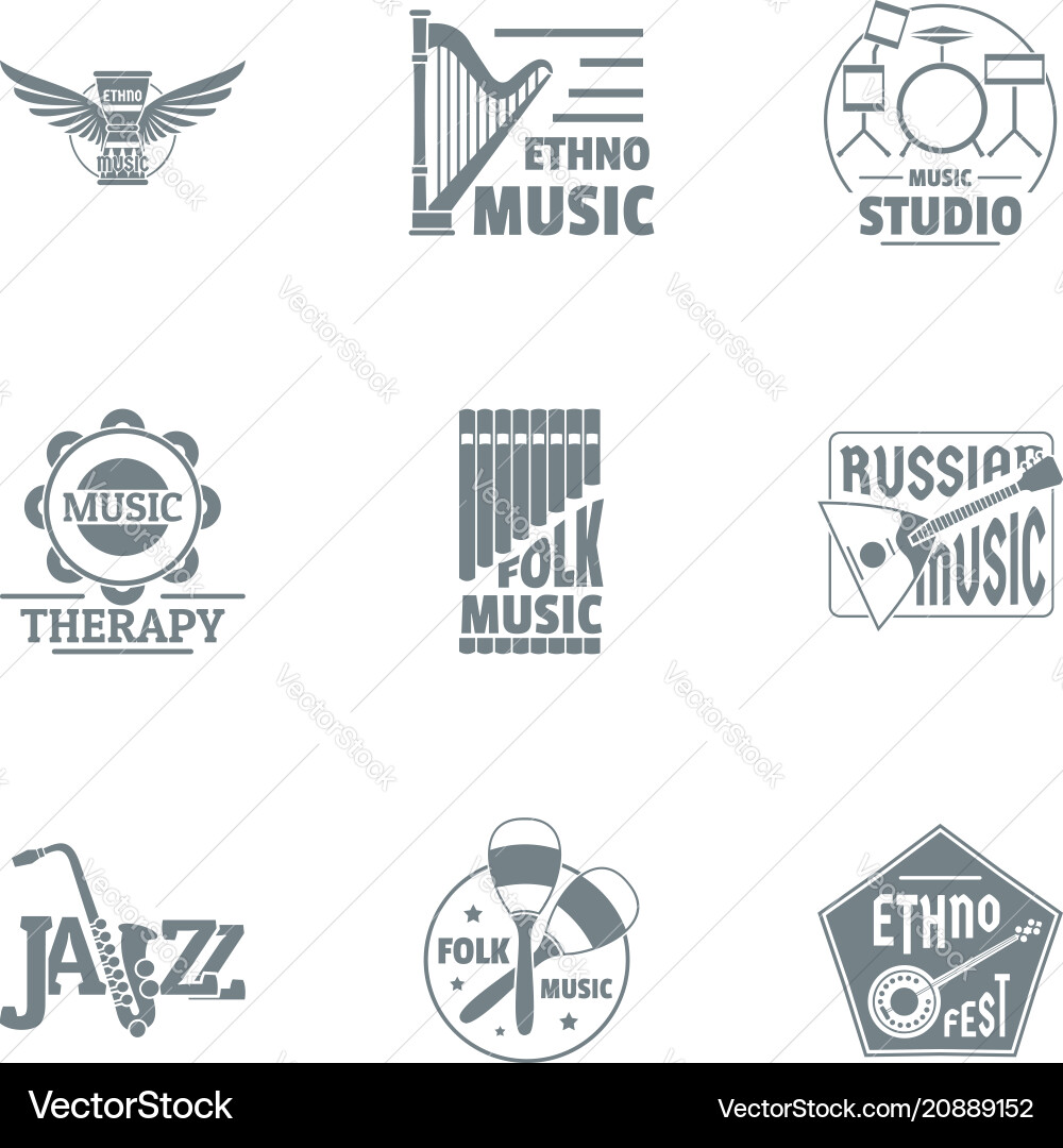 Philharmonic logo set simple style Royalty Free Vector Image