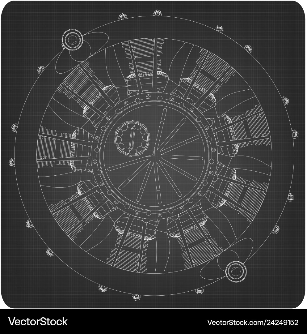 Radial engine on a gray Royalty Free Vector Image