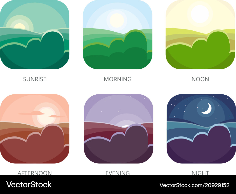 Visualization of various times day morning Vector Image