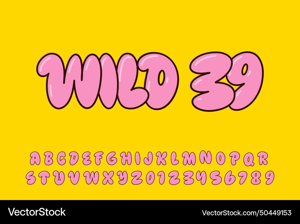 Alphabet pink simple bubble graffity type Vector Image