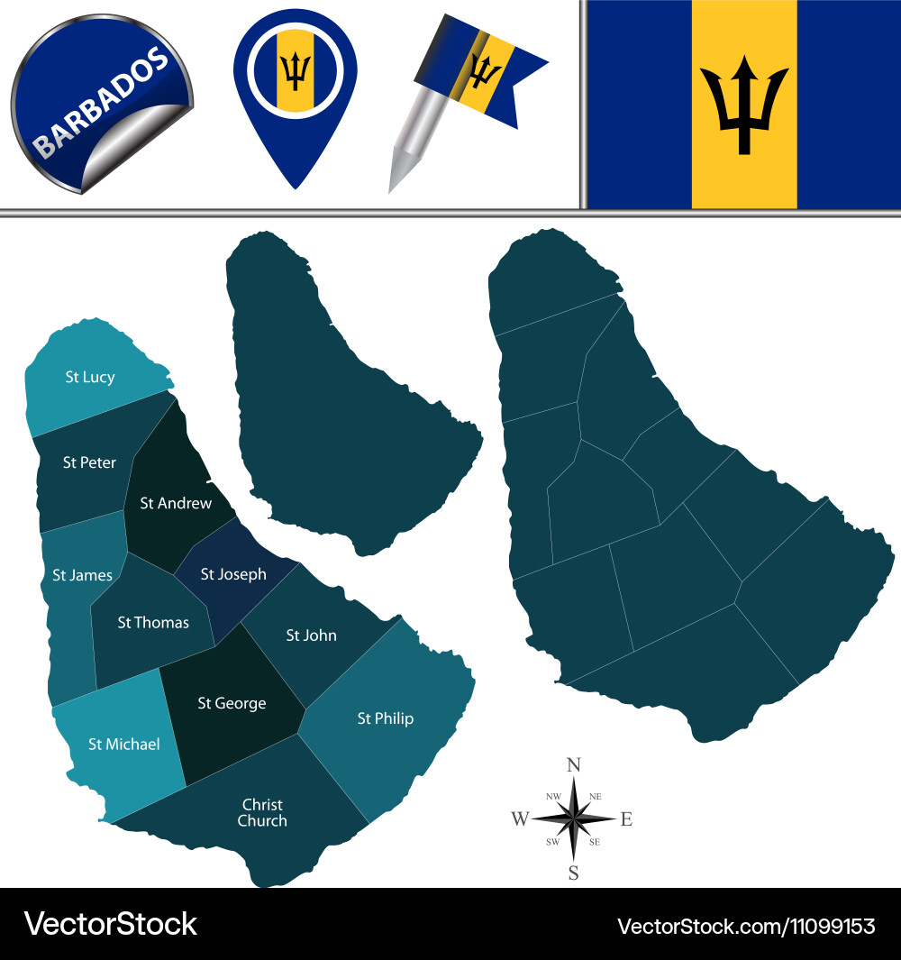 Barbados Parishes Map Royalty Free Vector Image