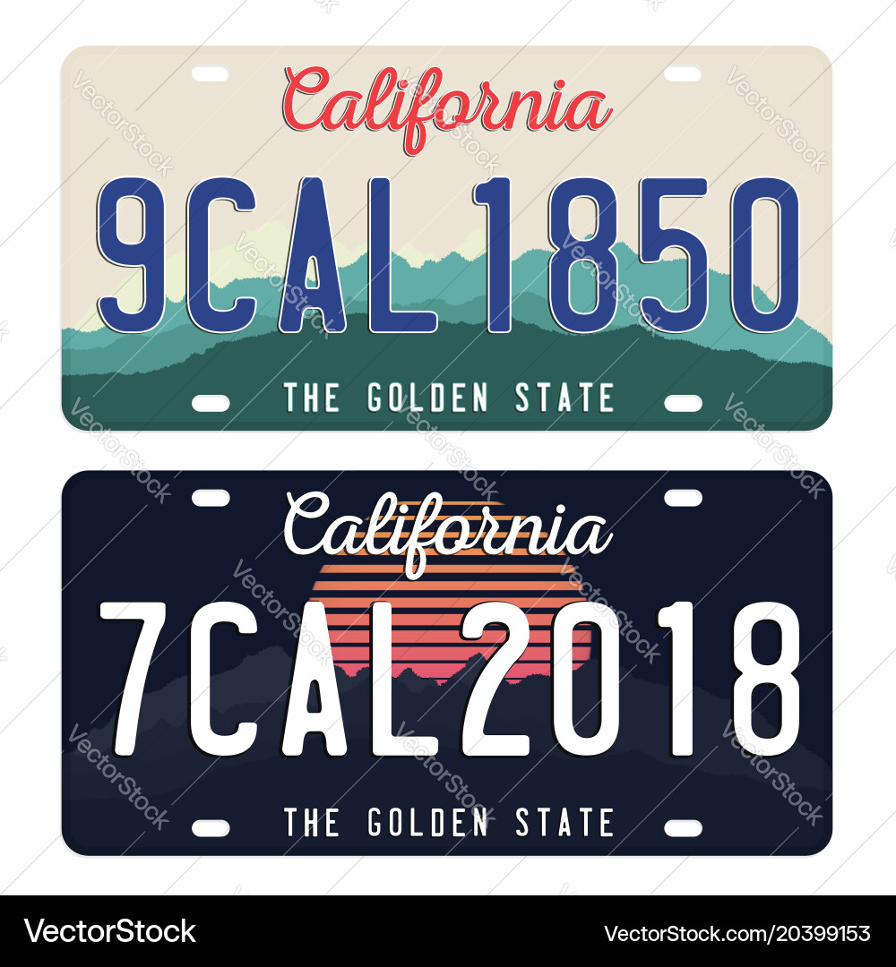 California License Plates Royalty Free Vector Image