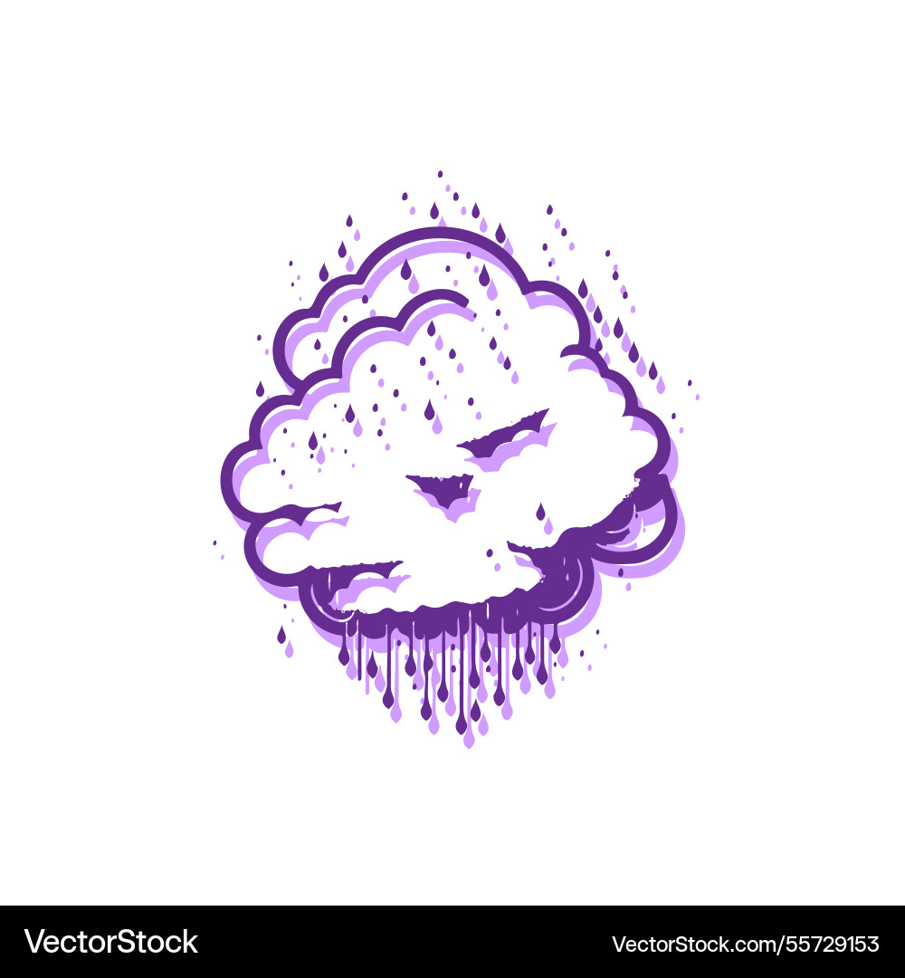 Cartoon angry rain cloud with dripping water Vector Image