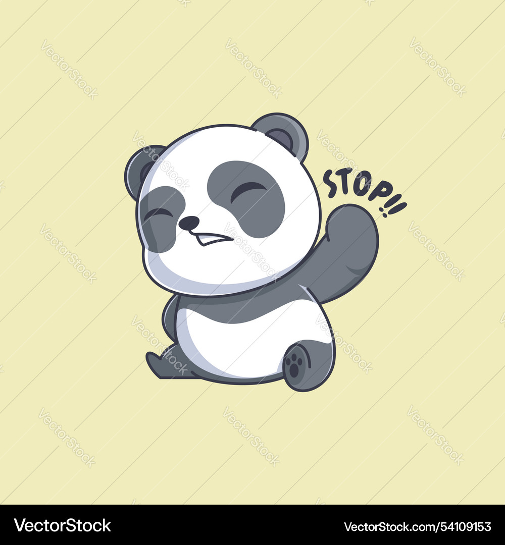Cute panda says stop cartoon Royalty Free Vector Image
