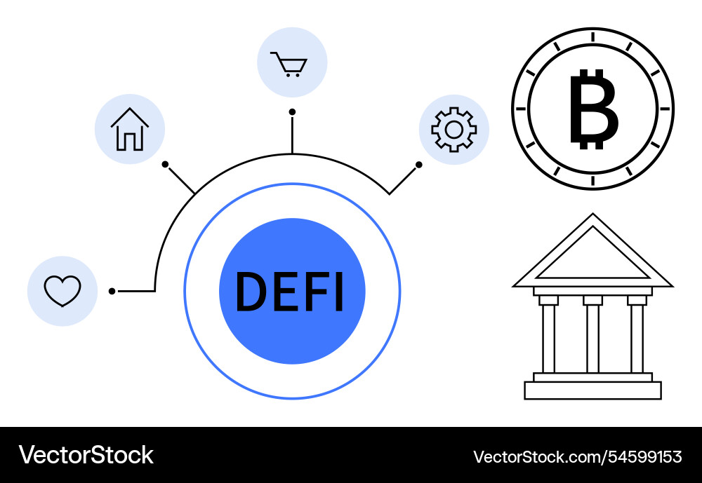 Decentralized finance defi concept with bitcoin Vector Image