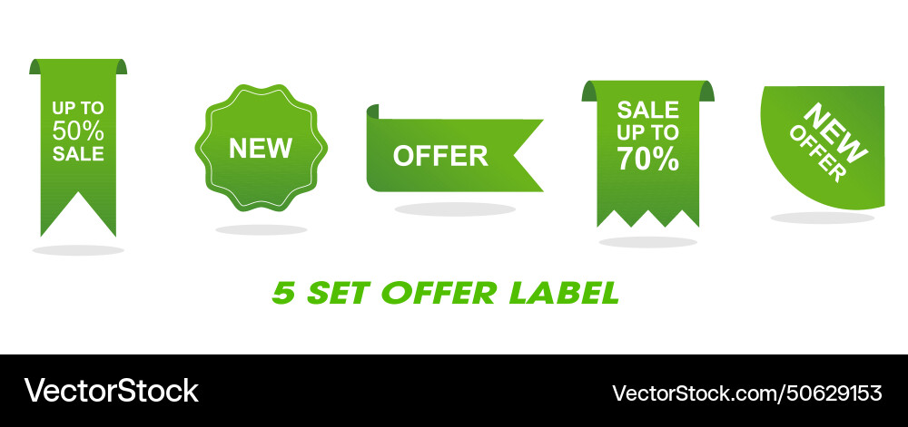 Discount and offer labels set design Royalty Free Vector