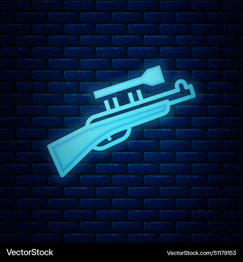 Glowing neon sniper rifle with scope icon Vector Image