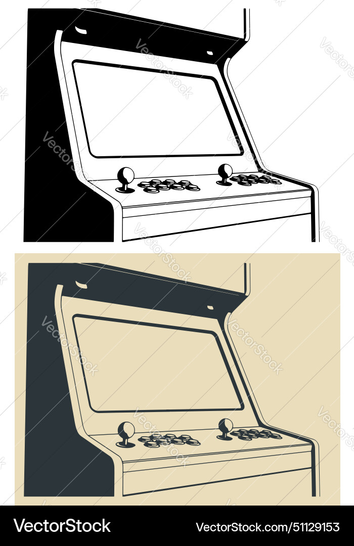 Retro arcade games cabinet close-up Royalty Free Vector