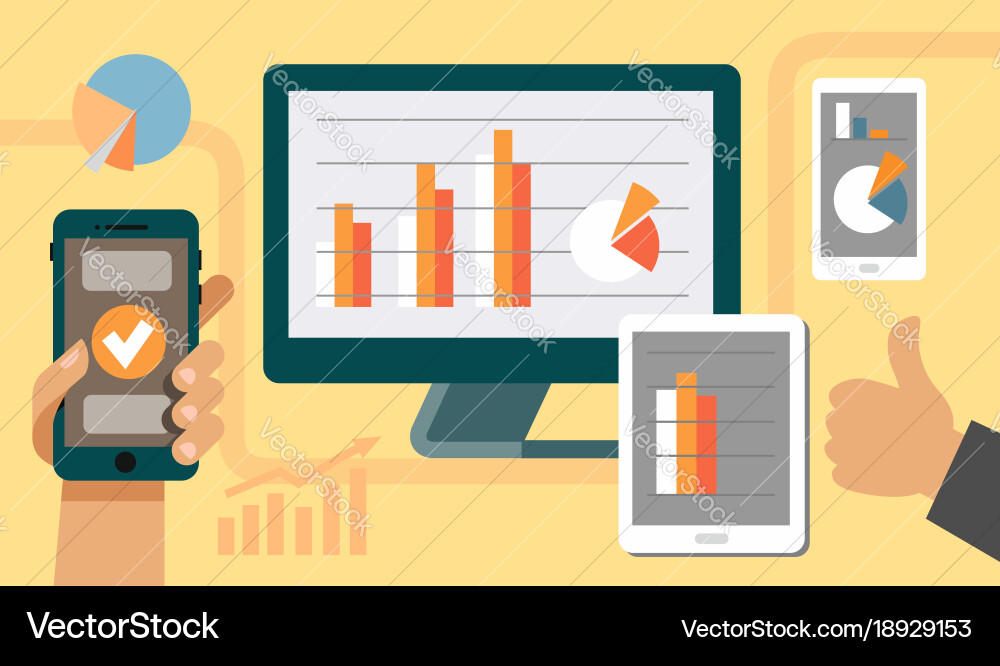 Statistics infographic with graphs and charts Vector Image