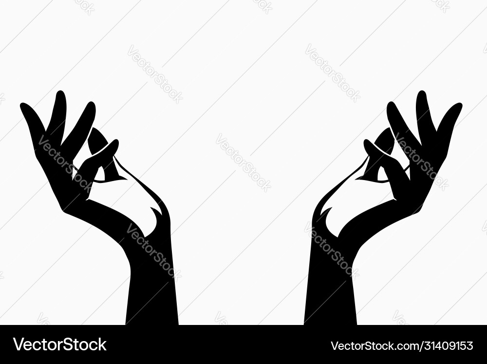 Two open hands line without filling Royalty Free Vector