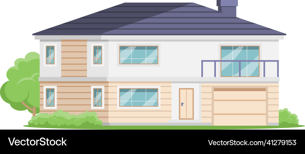 Two storey residential building facade Royalty Free Vector