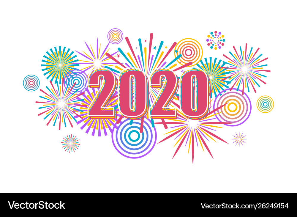 2020 new year banner with fireworks Royalty Free Vector