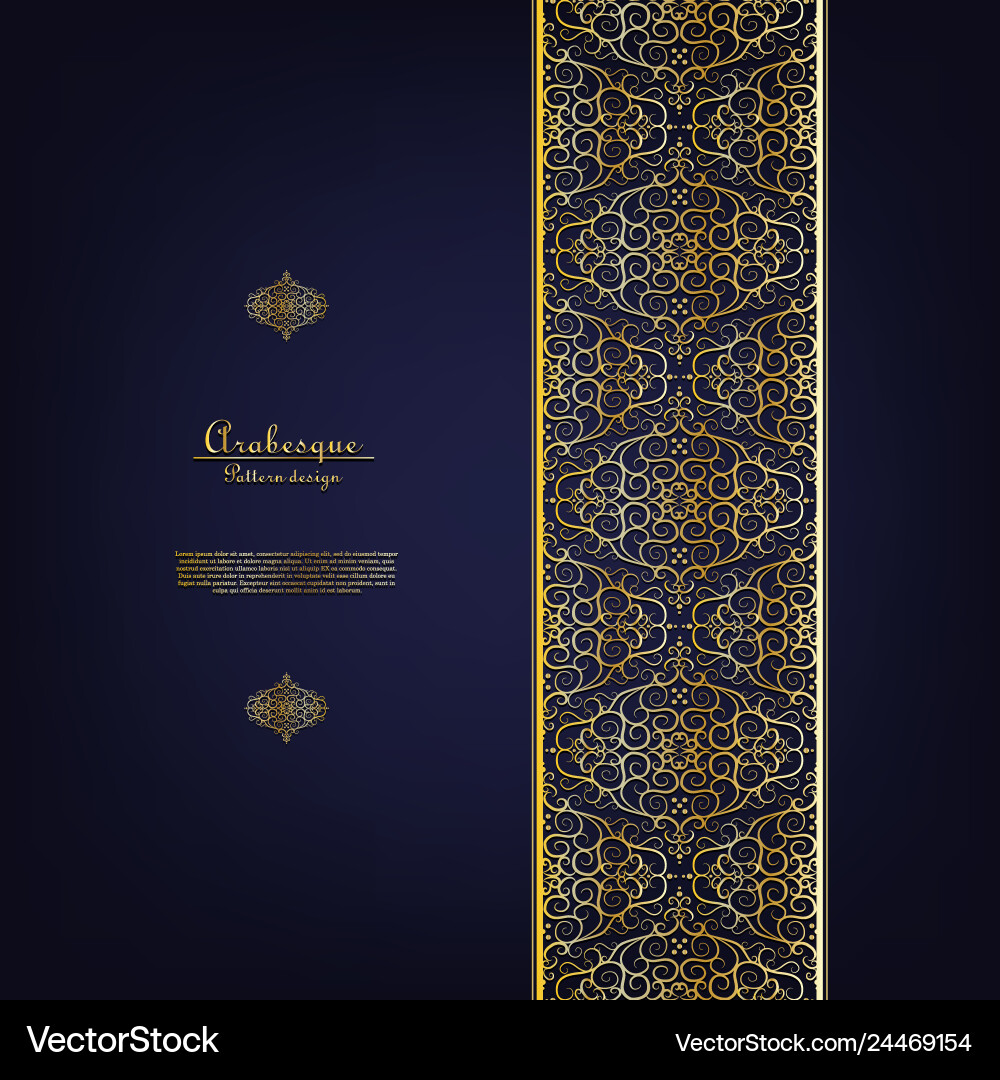 Arabesque blue element classic gold background Vector Image