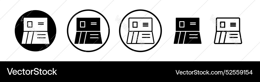 Bankbook icon set on white background Royalty Free Vector