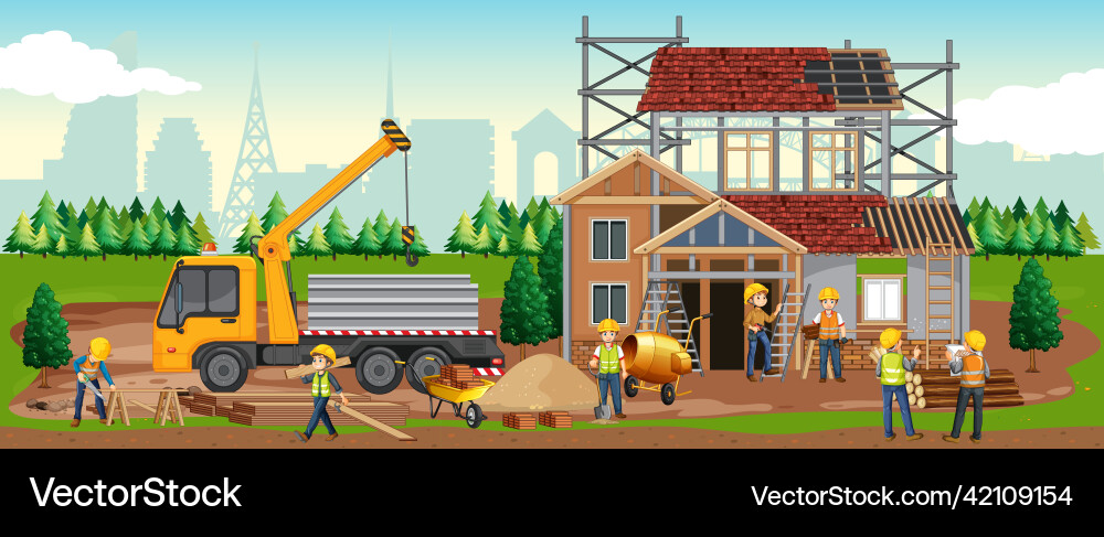Building construction site background Royalty Free Vector