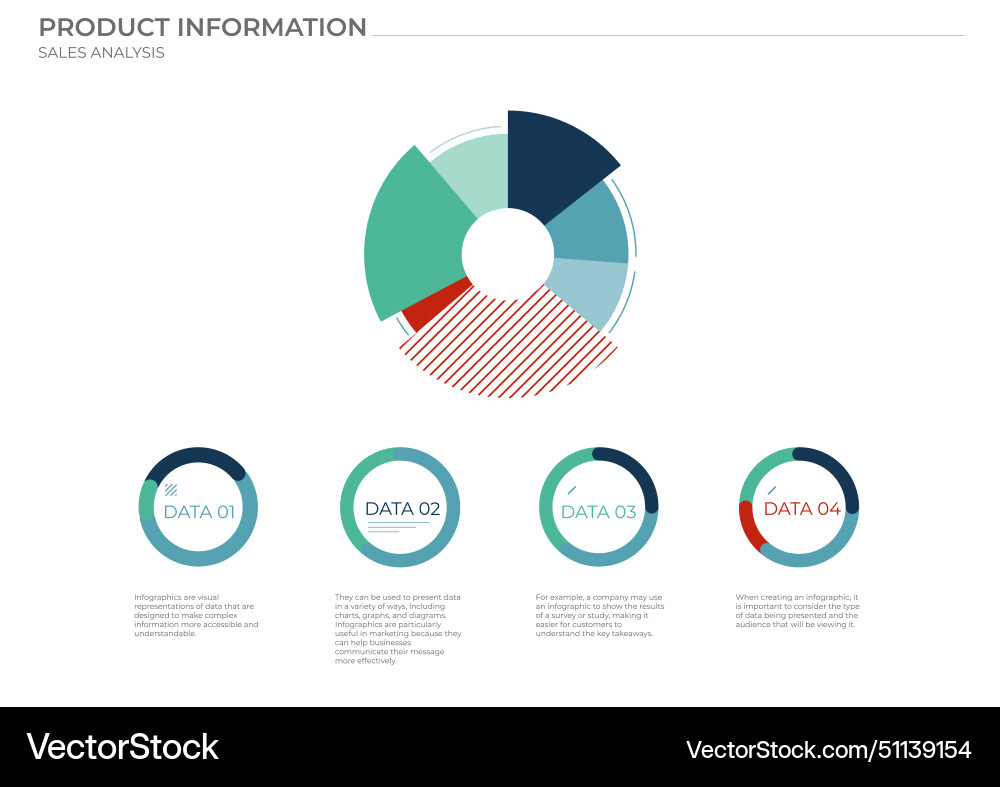 Business pie data analysis charts in color Vector Image