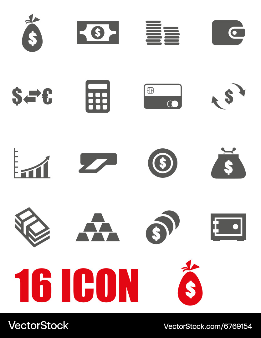 Grey money icon set Royalty Free Vector Image - VectorStock