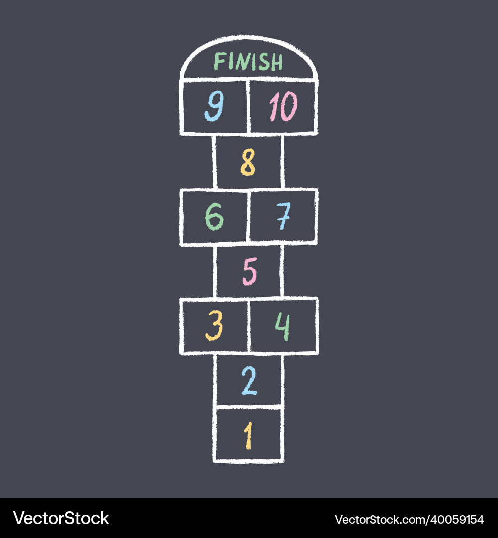 Hopscotch kid activity game with color Royalty Free Vector