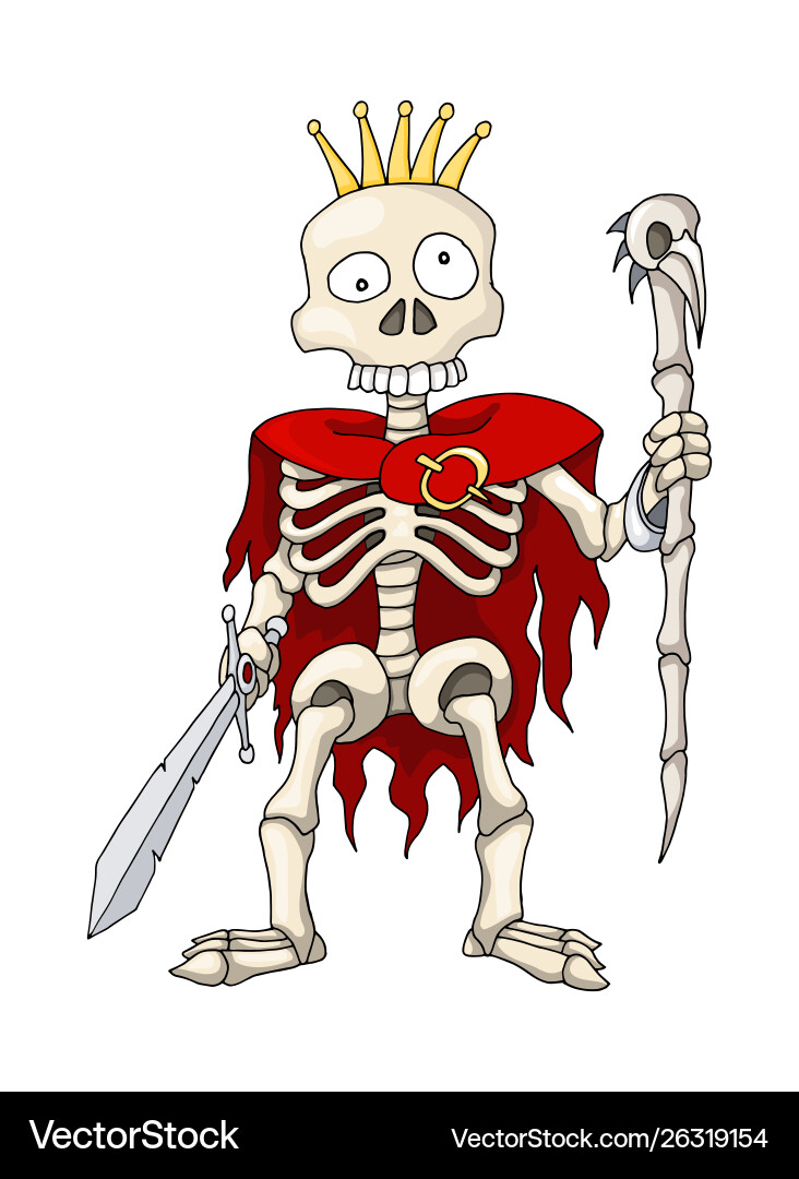 Human skeleton warrior standing with sword Vector Image