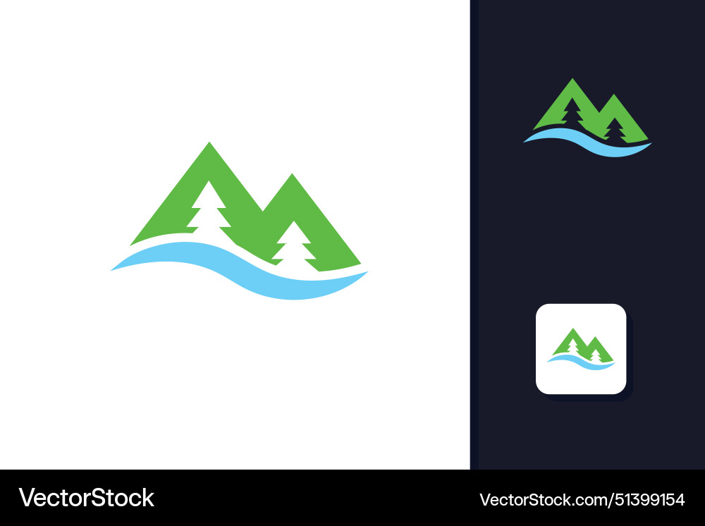 Mountain river logo design template Royalty Free Vector