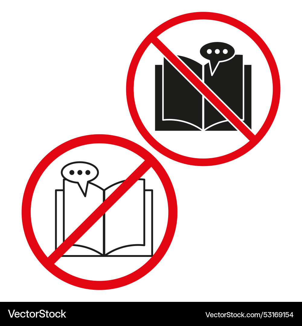 Prohibited conversation signs no talking aloud Vector Image