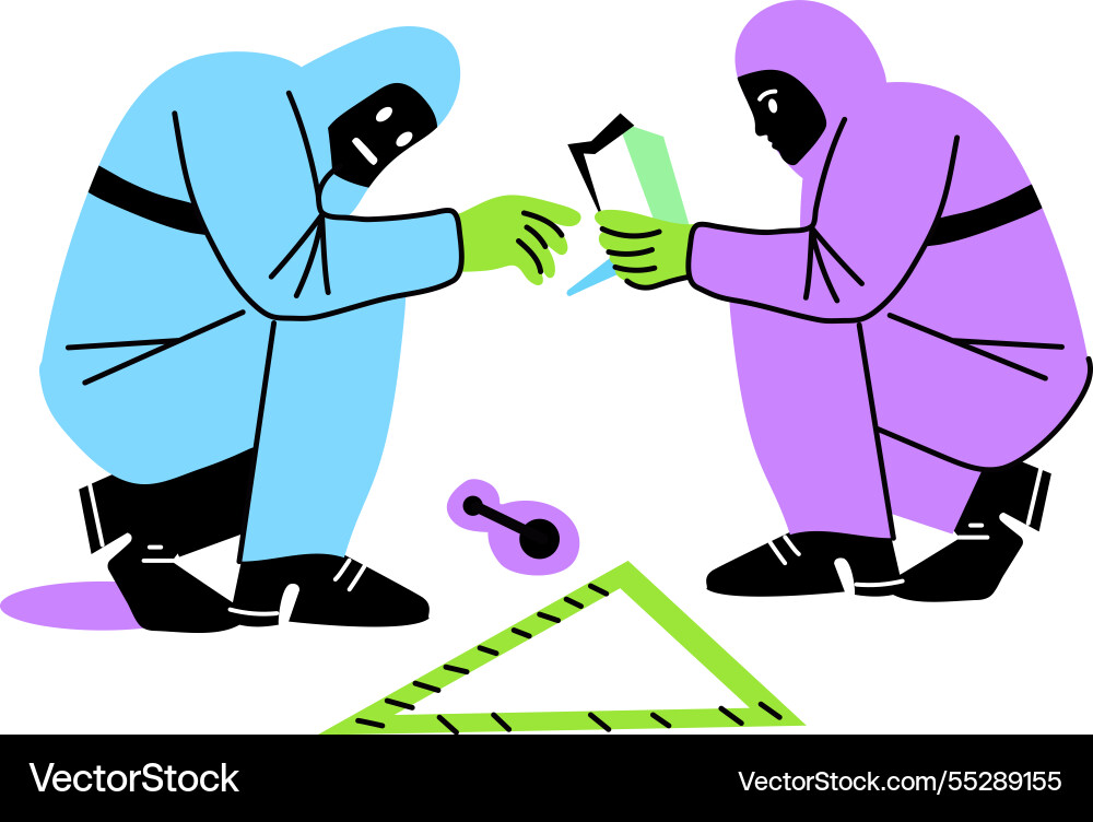A flat of detectives finding clues fr Royalty Free Vector