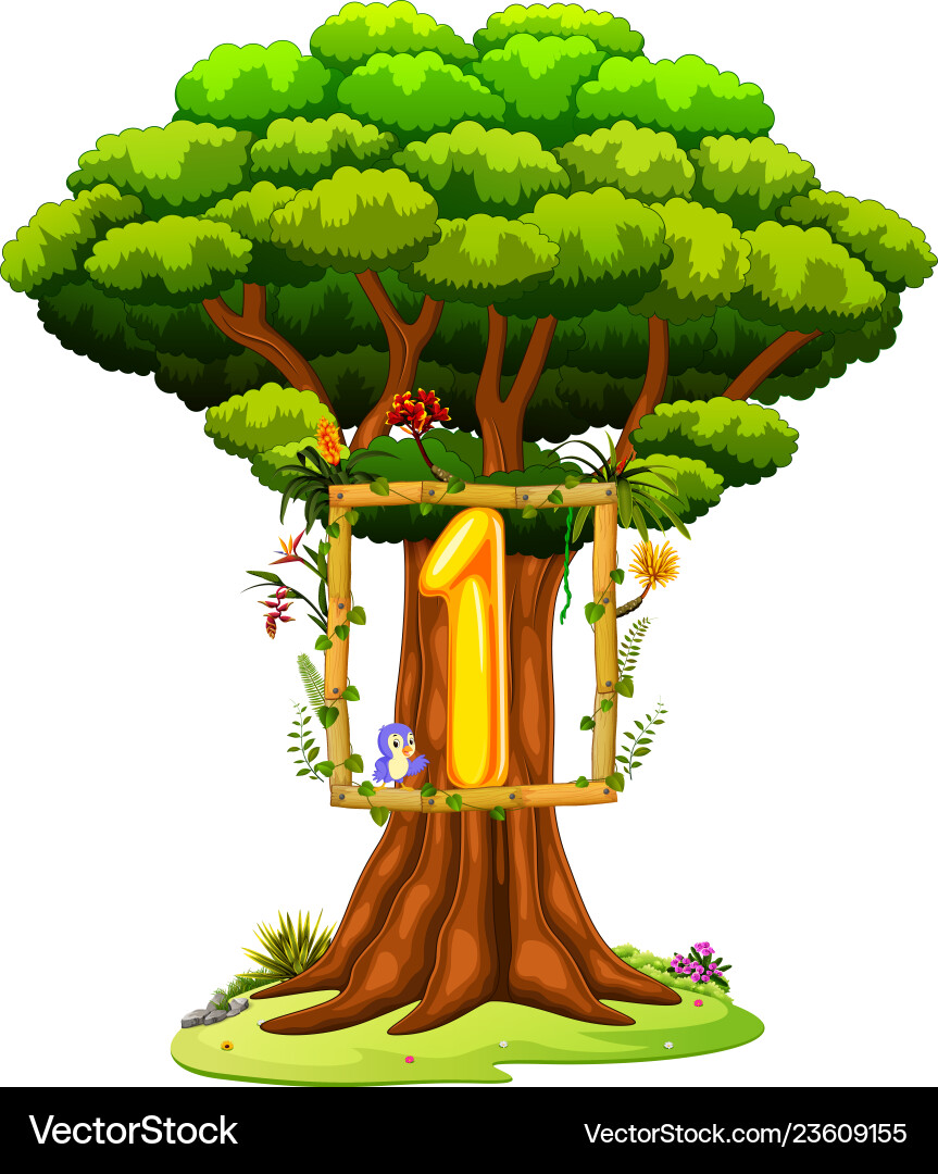 A tree with number one figure Royalty Free Vector Image