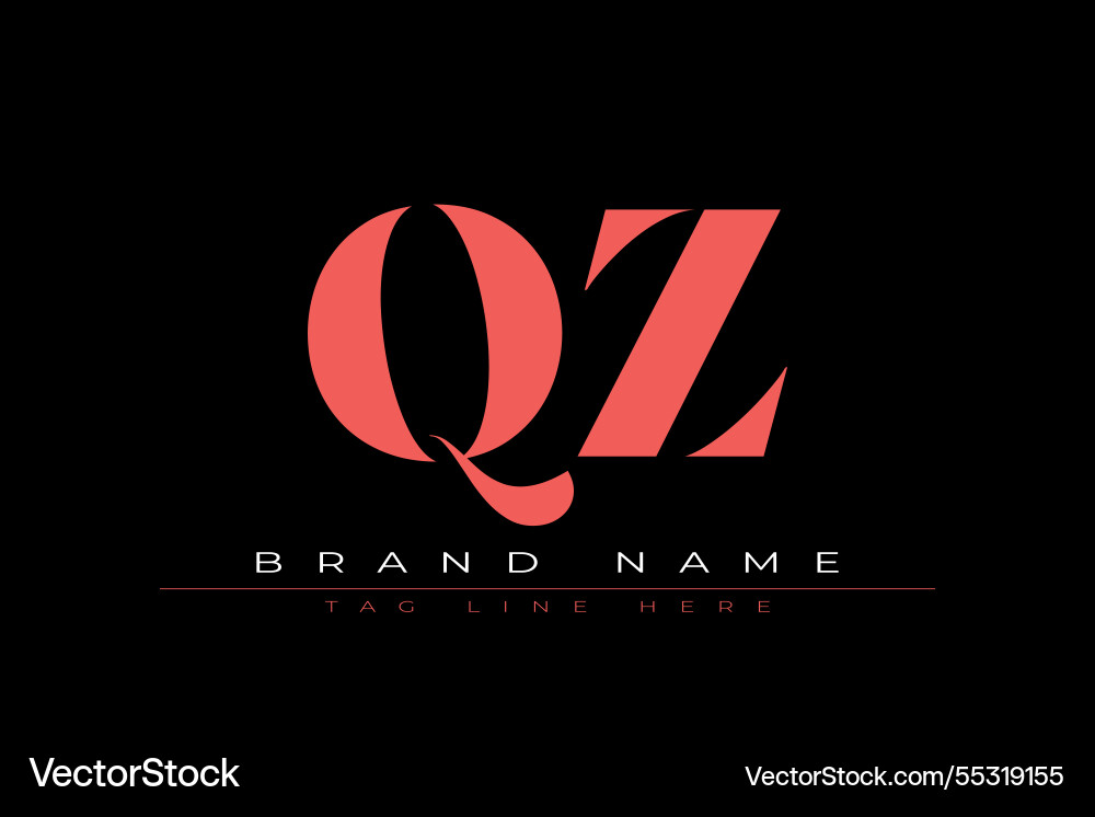 Abstract letter qz minimal logo design template Vector Image