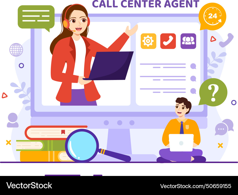 Call center agent of customer service or hotline Vector Image